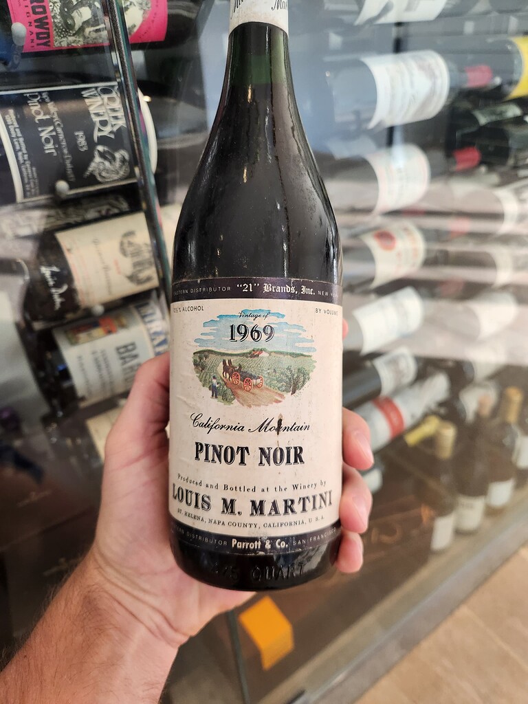 TN: 1969 Louis Martini, Mountain Pinot Noir. 'Totally Redeemed Myself ...