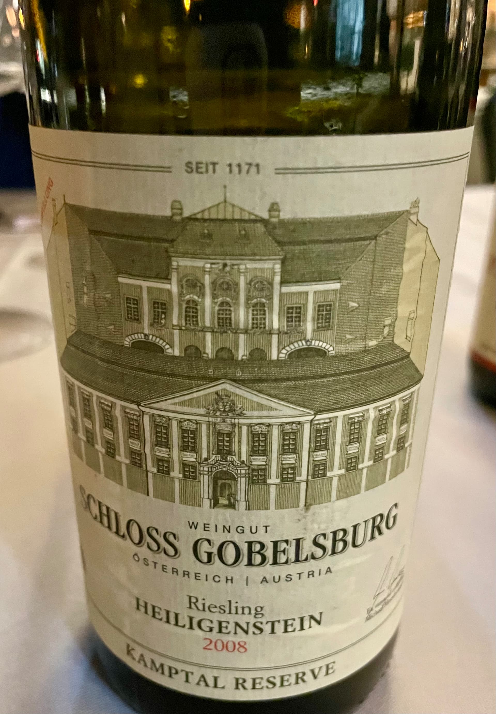 Dinner with Alan Rath and wife: '09 Schloss Gobelesburg Riesling, '18 ...