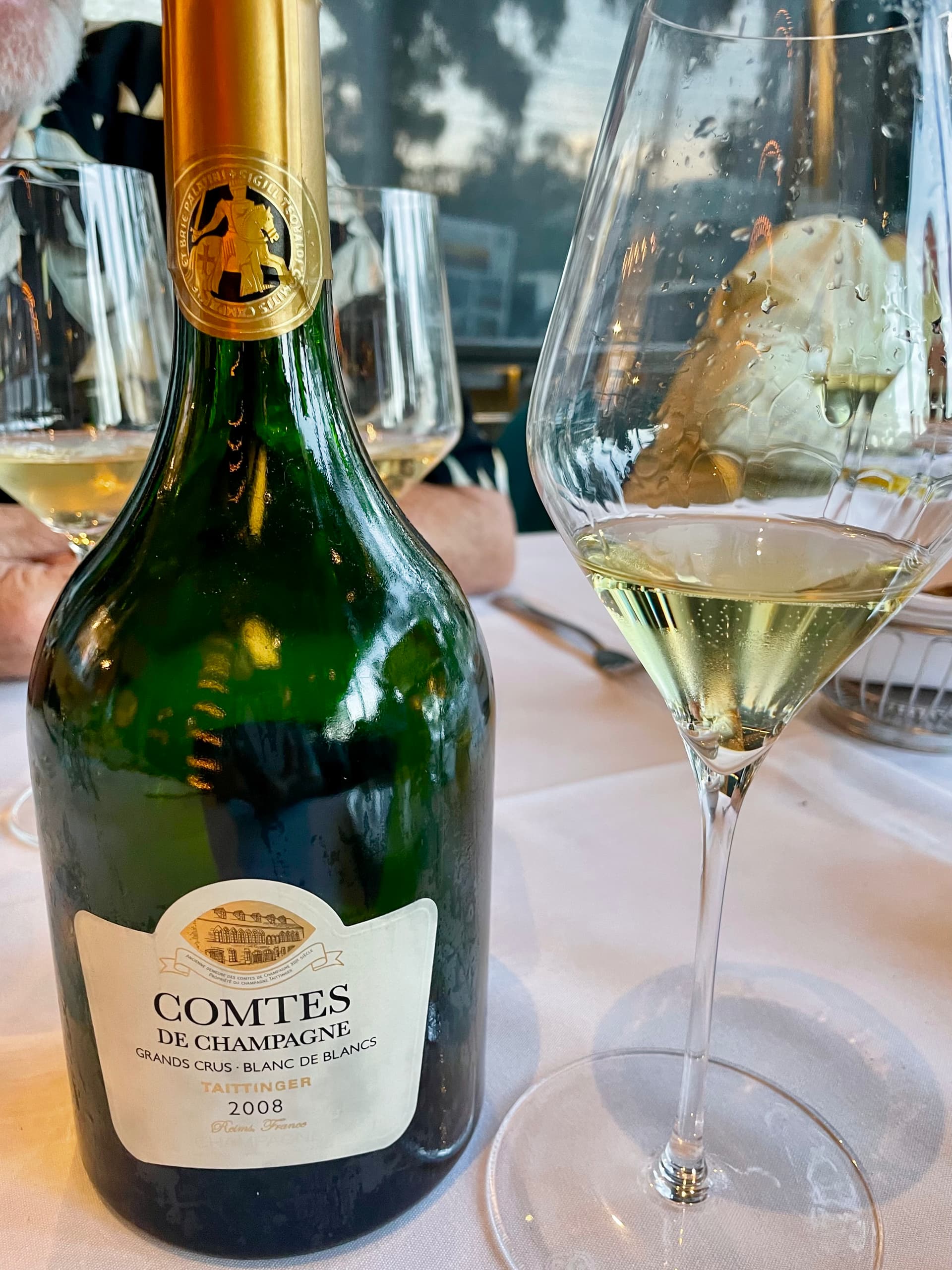 4 wines tasted blind at dinner: 2008 Taittinger Comtes, 2019 de ...