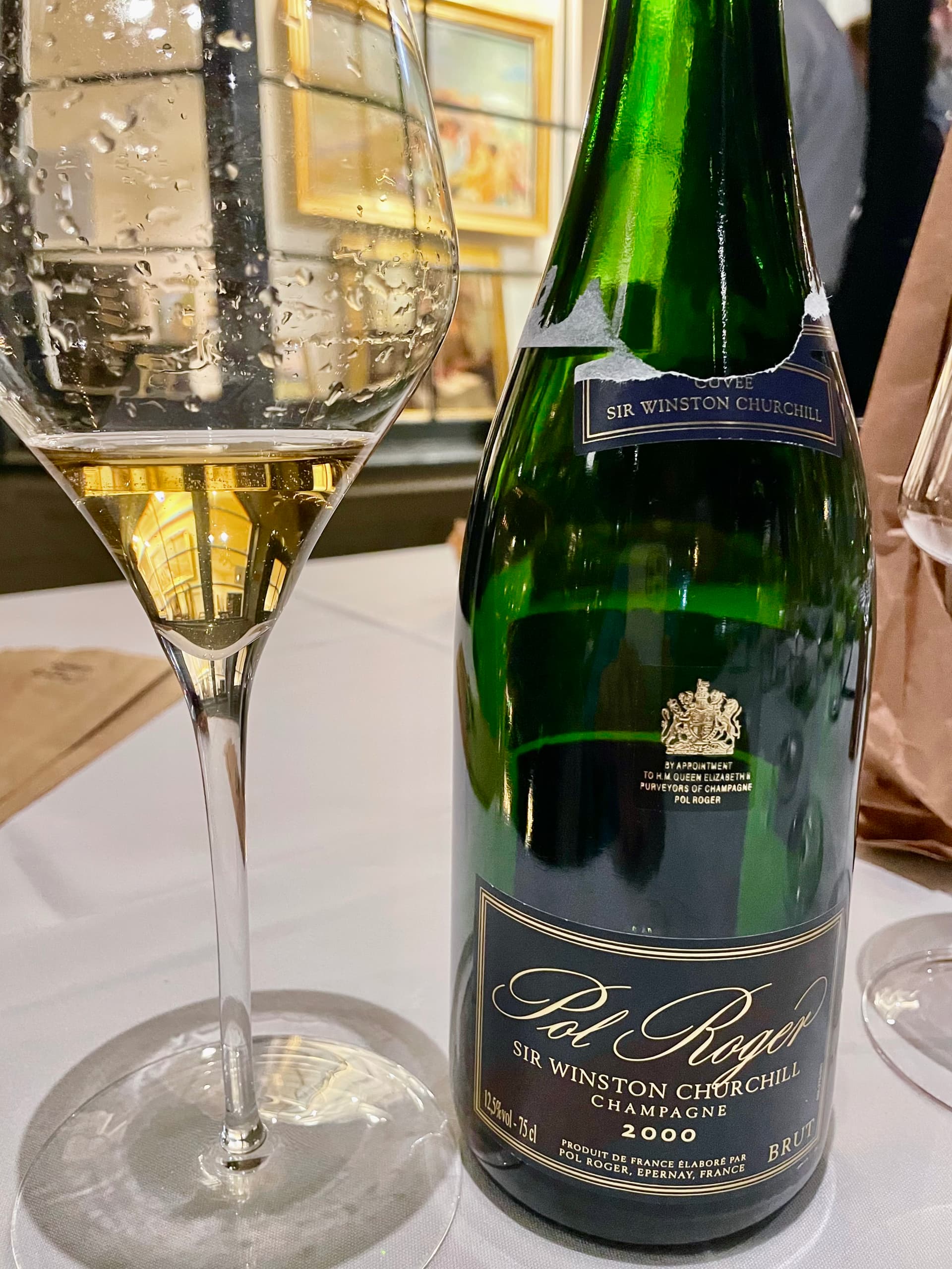 4 wines tasted blind at dinner: 2000 Pol Roger Sir Winston Churchill ...