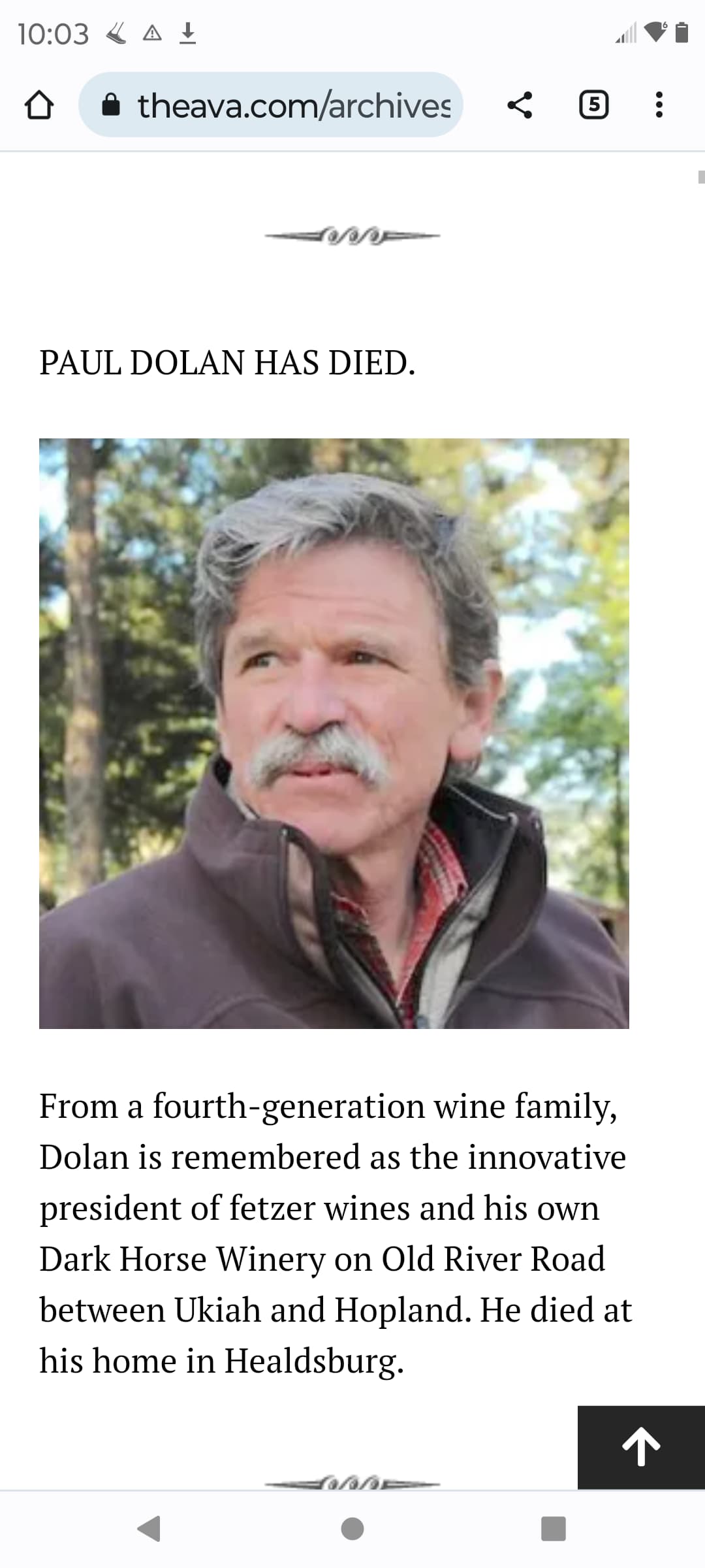 RIP Paul Dolan - WINE TALK - WineBerserkers